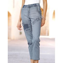 Heine Damen Bequeme Jeansblau, bleached, Gr. 42, gemustert, 95% Baumwolle, 3% Polyester, 2% Elasthan, Jeans