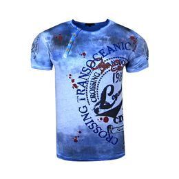 Rusty Neal T-Shirt Herren Gr&ouml;&szlig;e L hellblau / dunkelrot