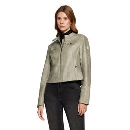 AMBER & JUNE AMBER & JUNE Damen Canvasjacke "Damen mit Stehkragen"khaki, Gr. 38, Obermaterial: 100% Polyurethan, 100% Polyester; Futter: 100% Polyester, Jacken