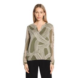 BETTY & CO Schlupfbluse BETTY & CO "Damen mit Print", Damen, Gr. 38, khaki, cream, Obermaterial: 98% Polyester, 2% Polyester, figurumspielend normal, Rundhals, Blusen Schlupfbluse