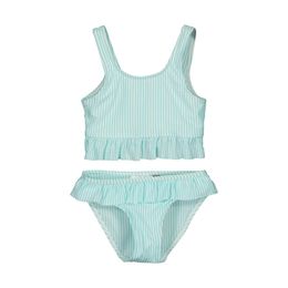 Bandeau-Bikini Blue Seven "Blue Seven M&auml;dchen Bikini Set mit R&uuml;schen", M&auml;dchen, Gr. 104/110, gr&uuml;n (6220, aqua), Elasthan, Polyamid, Polyester, Bikini-Sets