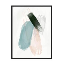 Liv Corday Wandbild 'Watercolor Geometric Abstract' Herren Gr&ouml;&szlig;e 30x40 taubenblau / hellgrau / rosa / schwarz / wei&szlig;