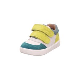 Klettschuh Superfit "SUPIES WMS: mittel", Kinder, Gr. 28, gelb kombiniert, Nappaleder, Polyester, Veloursleder, mehrfarbig, Schuhe Klettschuh, Sneaker, Freizeitschuh im Retro Look, Gr&ouml;&szlig;enschablone zum Download