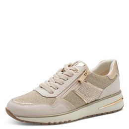 Keilsneaker Marco Tozzi, Damen, Gr. 40, creme kombiniert, Lederimitat, Textil, gl&auml;nzend, kontrastfarbene Details, Schuhe, Freizeitschuh, Halbschuh, Schn&uuml;rer, praktischer Au&szlig;enrei&szlig;verschluss