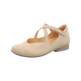 Think! Riemchenballerina THINK "Think Ballerinas Leder", Damen, Gr. 39, beige, Leder, Schuhe Riemchenballerina