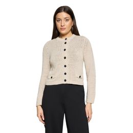 Betty Barclay Damen Strickjacke "Damen mit aufgesetzten Taschen"grau beige, Basic, Gr. 42, Strick, Obermaterial: 65% Polyacryl, 35% Polyamid,