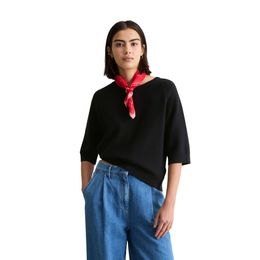 Marc O'Polo Strickpullover MARC O'POLO DENIM "aus kompaktem Baumwollgarn", Damen, Gr. XS, schwarz, Obermaterial: 100% Baumwolle, unifarben, Rundhals, Pullover Strickpullover