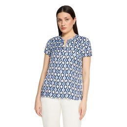 Satinbluse Betty Barclay "Damen mit Print", Damen, Gr. 44, blau, wei&szlig;, Obermaterial: 100% Viskose, figurumspielend normal, Rundhals, Blusen
