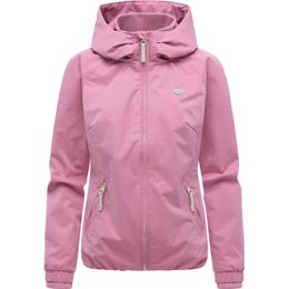 Outdoorjacke Ragwear "Dizzie Tech", Damen, Gr. 4XL (48), rosa, Obermaterial: 100% Polyester; Innenfutter: 100% Polyester, gerade h&uuml;ftbedeckend, hoch geschlossener Ausschnitt, &Auml;rmel ohne &Auml;rmelschlitz Rippstrickb&uuml;ndchen mit Gummizug, Jacken Outdoorjacke, Wasserdichte Damen &Uuml;bergangsjacke mit gro&szlig;er Kapuze