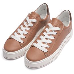 Plateausneaker Ara "CANBERRA", Damen, Gr. 8 (42), braun, mokka, Glattleder, unifarben mit Farbeinsatz, Schuhe Plateausneaker, Freizeitschuh, Halbschuh, Schn&uuml;rschuh in Komfortweite G (= weit)