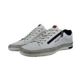 Bugatti Herren Sneaker, Gr. 47wei&szlig;, grau, Lederimitat, Schuhe, Halbschuh, Freizeitschuh mit praktischem Rei&szlig;verschluss