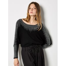 Apricot Diamante Embellished Rib Knit Jumper ' ' Damen Gr&ouml;&szlig;e L schwarz