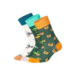 DillySocks Socken 'Wondrous Wildlife' Damen Gr&ouml;&szlig;e 41/46 t&uuml;rkis / tanne / orange / wei&szlig;