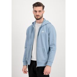 Hoodie Alpha Industries "Basic Zip Hoodie SL", Herren, Gr. M, graublau, Shell: 80% Cotton, 20% Polyester, regular fit, Sweatshirts Hoodie
