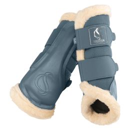 ESKADRON Classic Sports Gamaschen Mesh FauxFur, f&uuml;r Vorder- und Hinterbeine blau/grau XL
