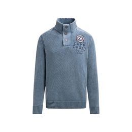 CAMP DAVID Troyer-Pullover aus Chenille mit Print und Patch Herren Gr&ouml;&szlig;e XXL blau