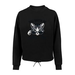 F4NT4STIC Sweatshirt 'K&auml;tzchen You Gotta Be Kitten Me!' Damen Gr&ouml;&szlig;e XS grau / schwarz / wei&szlig;
