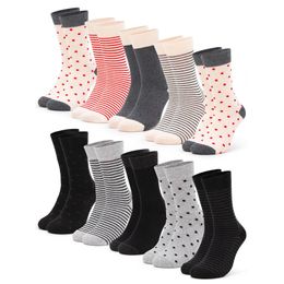 Occulto Socken 'Michaela' Damen Gr&ouml;&szlig;e 39/42 graumeliert / knallrot / schwarz / wollwei&szlig;