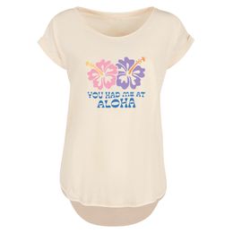 F4NT4STIC T-Shirt 'You Had Me At Aloha' Damen Gr&ouml;&szlig;e M sand / blau / dunkelgelb / lavendel / hellpink