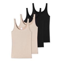 Schiesser Unterhemd 'Essentials' Damen Gr&ouml;&szlig;e M beige / schwarz