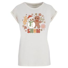 F4NT4STIC T-Shirt 'Let It Snow Groovy Christmas Gingerbread' Damen Gr&ouml;&szlig;e 5XL sand / mischfarben
