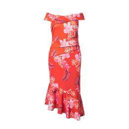 Ulla Popken Kleid Damen Gr&ouml;&szlig;e 56 orange / rosa / rot Winterkleid