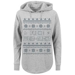 F4NT4STIC Sweatshirt 'Frohe Wein-Nacht' Damen Gr&ouml;&szlig;e XS grau / dunkelgrau