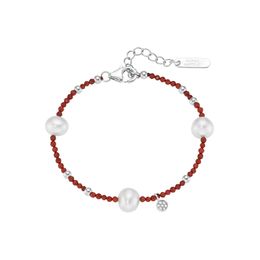 Giorgio Martello Milano Armband Damen Gr&ouml;&szlig;e 19 rubinrot / silber / transparent / perlwei&szlig;