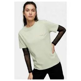 Kurzarmshirt Only "ONLLUCY MONJA SS TOP JRS NOOS", Damen, Gr. M, laurel gr&uuml;n print:stay fresh, Jersey, Obermaterial: 100% Baumwolle, bedruckt, regular fit normal, Rundhals, Shirts