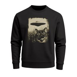 Neverless Sweatshirt 'Katze Alien Ufo' Herren Gr&ouml;&szlig;e XXXL schwarz