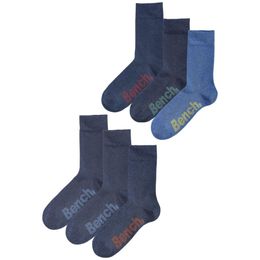 Bench Socken Herren Gr&ouml;&szlig;e 35/38 blaumeliert / gelb / gr&uuml;n / rot