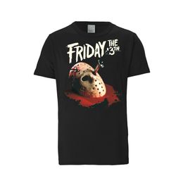 logoshirt T-Shirt 'Friday the 13th' Damen Gr&ouml;&szlig;e XL beige / rot / schwarz / wei&szlig;