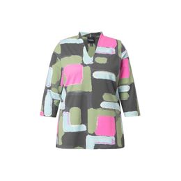 Ulla Popken Shirt Damen Gr&ouml;&szlig;e 4XL/5XL graphit / oliv / pink