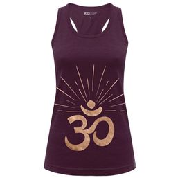 YOGISTAR.COM Sporttop 'Om Sunray' Damen Gr&ouml;&szlig;e S gold / dunkellila