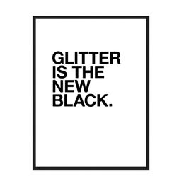 Liv Corday Bild 'Glitter is the New Black' Herren Gr&ouml;&szlig;e 40x50 schwarz / wei&szlig;