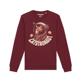 Watapparel Sweatshirt 'Catstronaut' Herren Gr&ouml;&szlig;e XS beige / burgunder