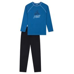 Schiesser Pyjama Jungen Gr&ouml;&szlig;e 176 blau / schwarz / wei&szlig;