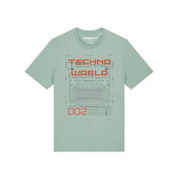 Watapparel T-Shirt 'Technoworld' Herren Gr&ouml;&szlig;e XL t&uuml;rkis / grau / orange