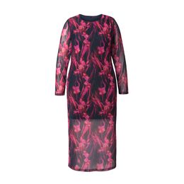 Ulla Popken Kleid Damen Gr&ouml;&szlig;e 44 nachtblau / neonpink / dunkelrot Winterkleid