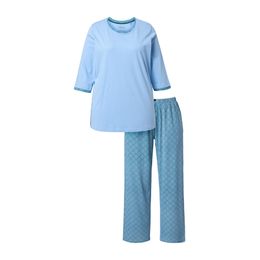 Ulla Popken Pyjama Damen Gr&ouml;&szlig;e XXXL/4XL blau / azur / petrol Winterkleid