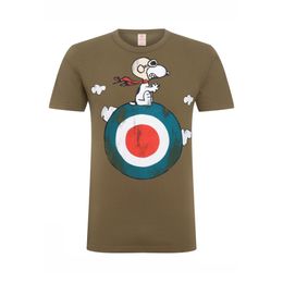 logoshirt T-Shirt 'Peanuts - Snoopy' Damen Gr&ouml;&szlig;e L saphir / oliv / rot / wei&szlig;