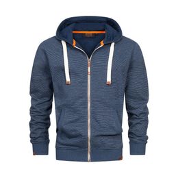 INDICODE Jeans Sweatjacke ' Baustian ' Herren Gr&ouml;&szlig;e XXL blau / wei&szlig;