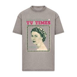 F4NT4STIC T-Shirt 'TV Times Queen Elizabeth II 1957 Cover' Herren Gr&ouml;&szlig;e L graumeliert / pink / schwarz