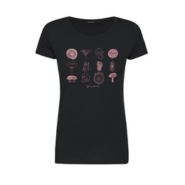 Greenbomb T-Shirt 'Bike Mushrooms' Damen Gr&ouml;&szlig;e XS mauve / schwarz
