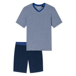 Schiesser Schlafanzug Herren Gr&ouml;&szlig;e XL navy / royalblau / wei&szlig;