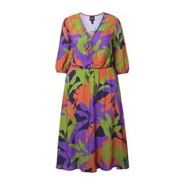 Ulla Popken Kleid Damen Gr&ouml;&szlig;e 46 marine / kiwi / lila / orange Winterkleid
