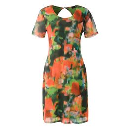 Aniston Casual Kleid Damen Gr&ouml;&szlig;e 46 gr&uuml;n / dunkelgr&uuml;n / orange