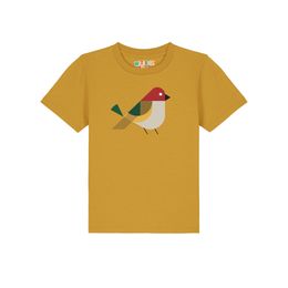 Watabout.kids T-Shirt 'Vogel' Jungen Gr&ouml;&szlig;e 134/146 ocker / oliv / grasgr&uuml;n / wei&szlig;