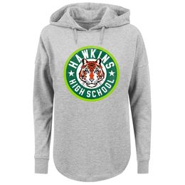 F4NT4STIC Sweatshirt 'Stranger Things Hawkins Tiger Netflix TV Series' Damen Gr&ouml;&szlig;e XL grau / tanne / grasgr&uuml;n / wei&szlig;