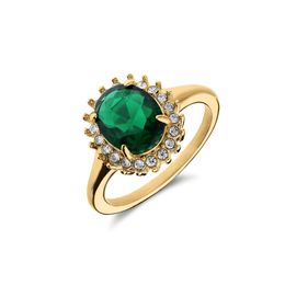 Lucardi Ring 'Einfach' Damen Gr&ouml;&szlig;e 57 gold / jade
